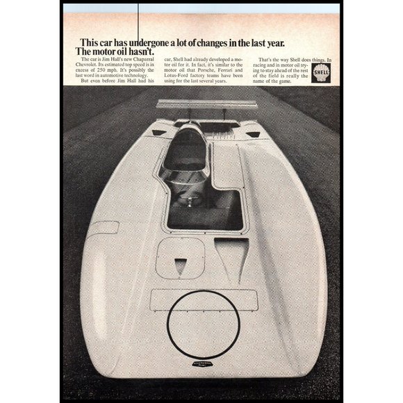 Shell | Art | 969 Shell Motor Oil Chevy Chaparral Race Car Vintage ...